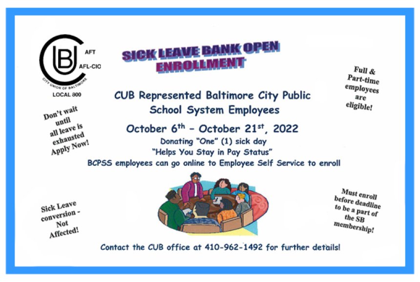 BCPSS Sick Bank Open Enrollment | City Union of Baltimore Local 800